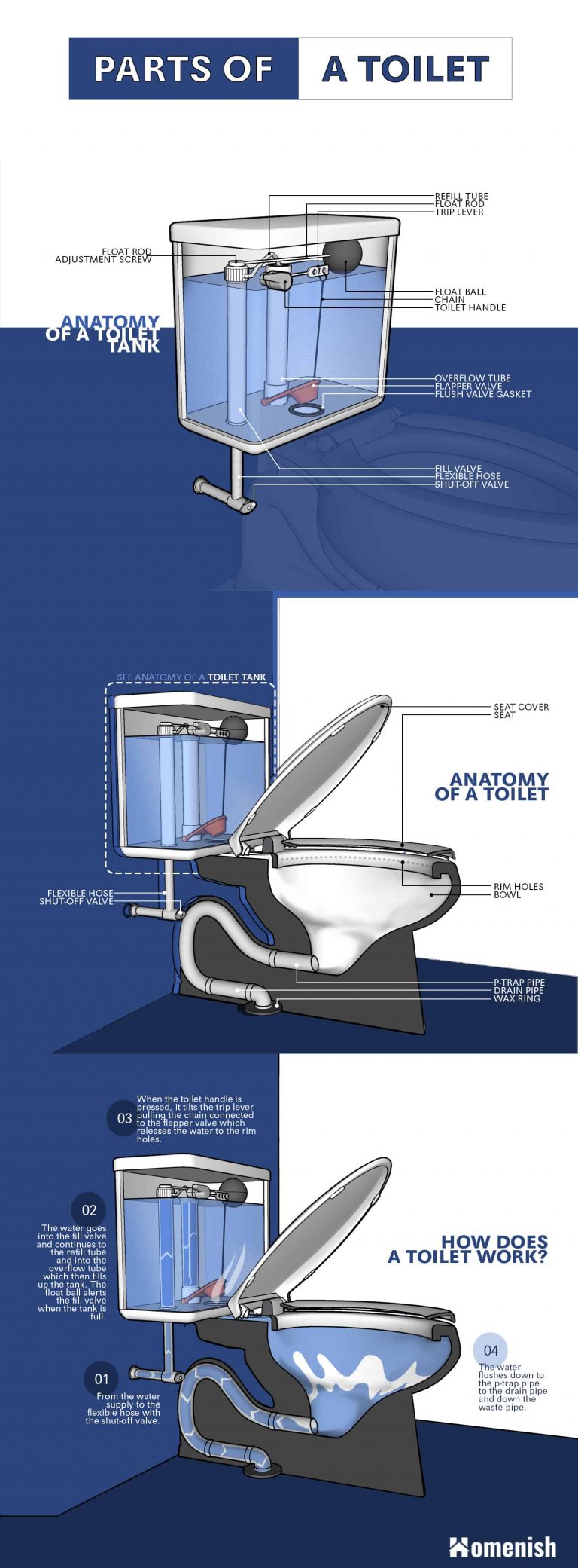 Parts of a Toilet and How It Works (3 Detailed Diagrams) - Homenish