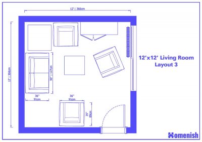 9 Great 12' x 12' Living Room Layouts and Floor Plans