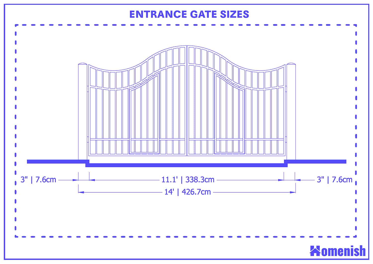 Standard Sizes Of An Entrance Gate with 2 Drawings Homenish