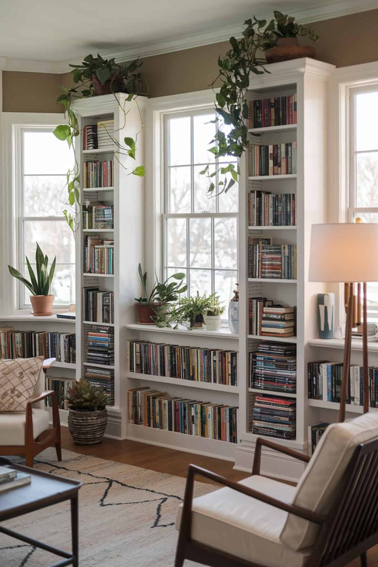 30 Ideas for Bookshelves Around Windows
