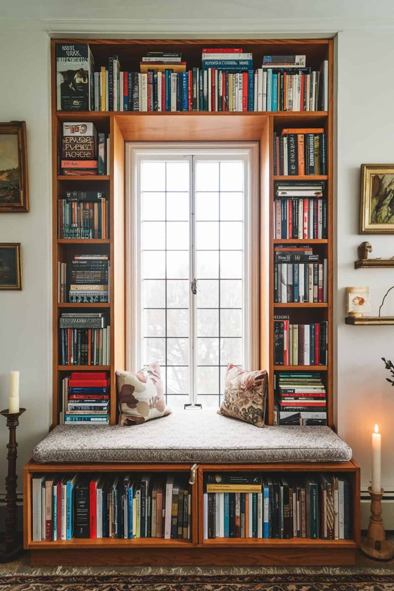 30 Creative Under Window Bookshelf Ideas
