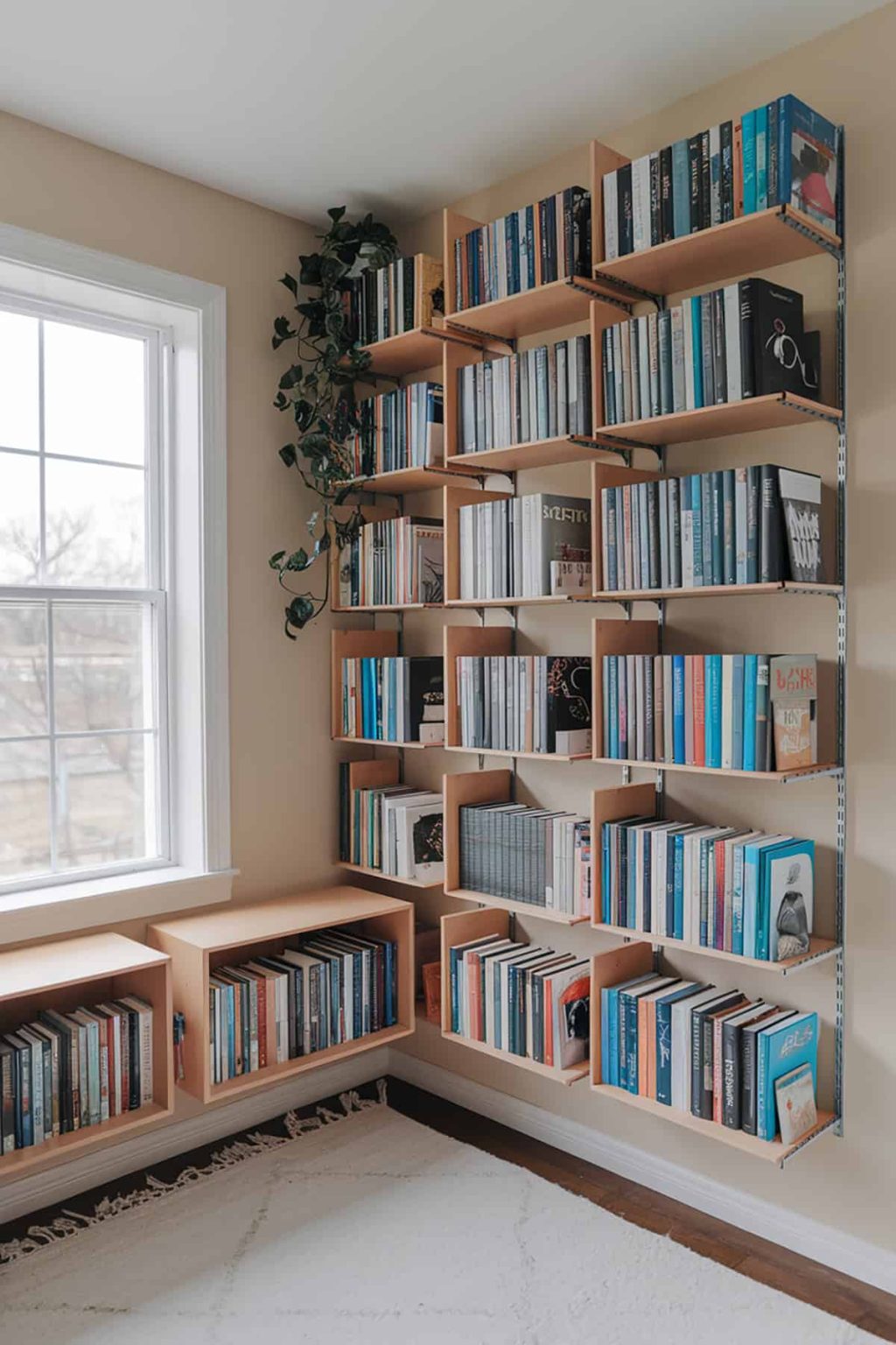 30 Creative Under Window Bookshelf Ideas