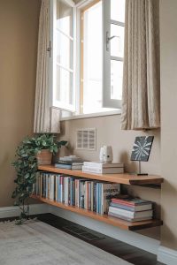 30 Creative Under Window Bookshelf Ideas