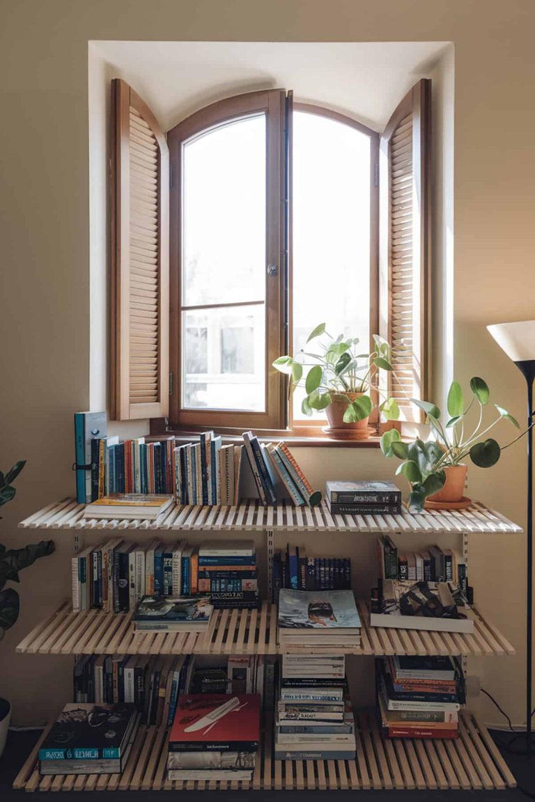 30 Creative Under Window Bookshelf Ideas