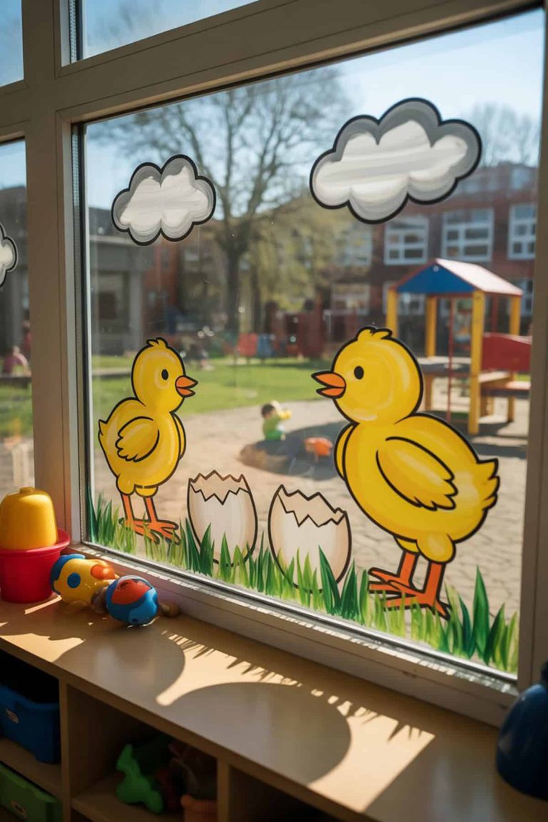 33 Cool & Fun Spring Window Painting Ideas